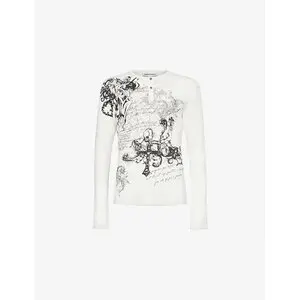 Jaded London Gothic Waffle Henley Long-Sleeves Regular-Fit Cotton