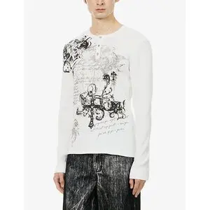 Jaded London Gothic Waffle Henley Long-Sleeves Regular-Fit Cotton