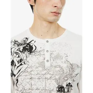 Jaded London Gothic Waffle Henley Long-Sleeves Regular-Fit Cotton