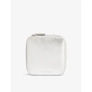 Whistles Aelia Logo-embossed Metallic-leather Jewellery Box - Silver