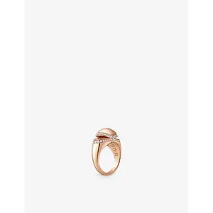BVLGARI Cabochon 18ct Rose-gold And 0.59ct Demi Pavé-diamond Ring - Rose Gold