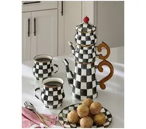 MACKENZIE-CHILDS As Is Stack Coffee Service And Set 2 Mugs