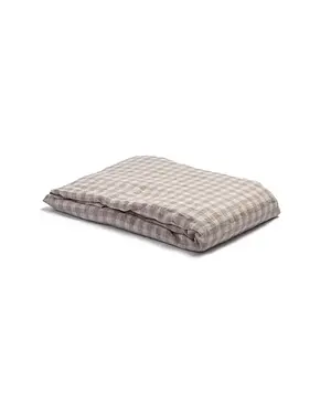 PIGLET IN BED Gingham Linen Fitted Sheet - Mushroom Gingham
