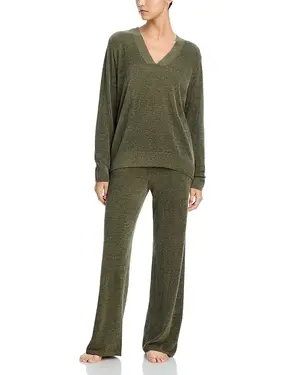 Barefoot Dreams Cozychic Ultra Lite V Neck Pajama Set - Exclusive Olive