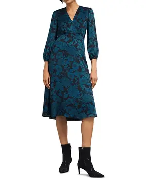 HOBBS LONDON Romina Printed Dress - Black Kyanite