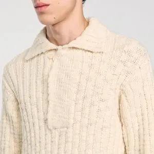 Sandro Chunky Knit Polo Sweater