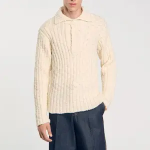 Sandro Chunky Knit Polo Sweater