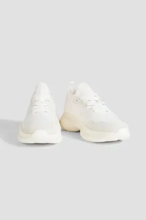 STUART WEITZMAN Leather, Suede And Stretch-knit Sneakers