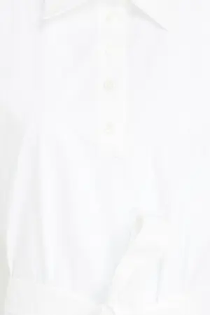 Thom Browne Pleated Cotton-poplin Midi Shirt Dress - White