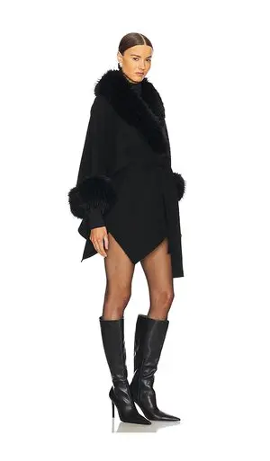 Alice + Olivia Joanne Sweater Coat With Faux Fur Trim - Black