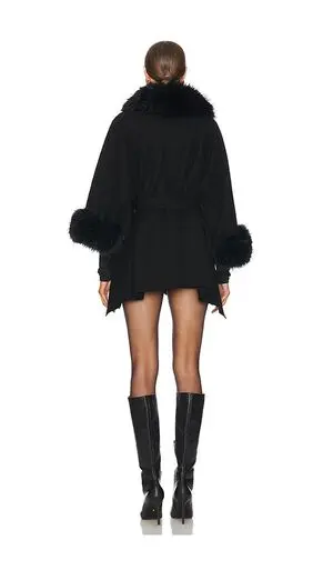 Alice + Olivia Joanne Sweater Coat With Faux Fur Trim - Black