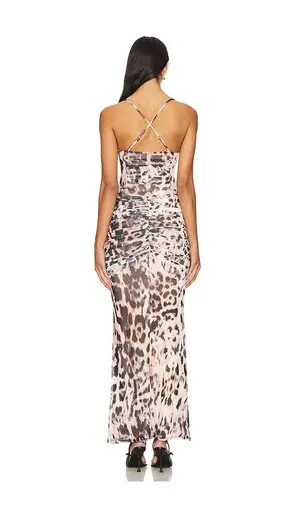 AFRM Azula Ruched Mesh Maxi Dress