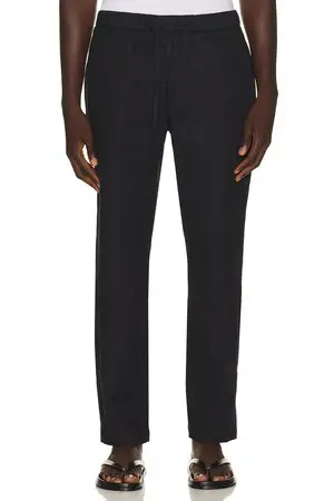 Frescobol Carioca Oscar Linen Chino Pant In Blue - Black
