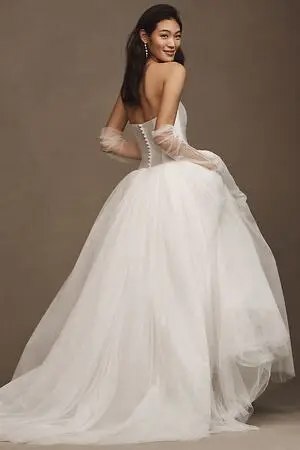 Jenny Yoo Strapless Corset Drop-waist Tulle Wedding Gown