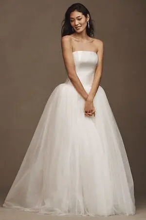 Jenny Yoo Strapless Corset Drop-waist Tulle Wedding Gown