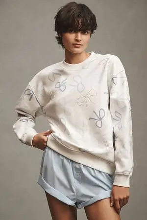 Anthropologie Pearl " I Do" Bow Crew-neck Sweatshirt
