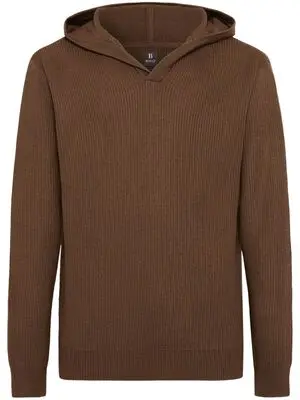 Boggi Milano V-neck Wool Hoodie