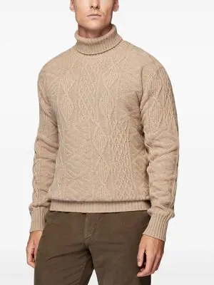 Boggi Milano Knit Polo Neck Sweater - Brown