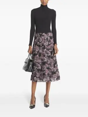 Tory Burch Printed Pleated Midi Skirt - Pink
