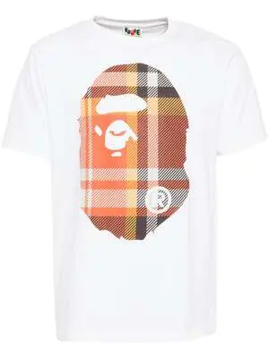 A BATHING APE® Checked Big-ape Head T-shirt - White