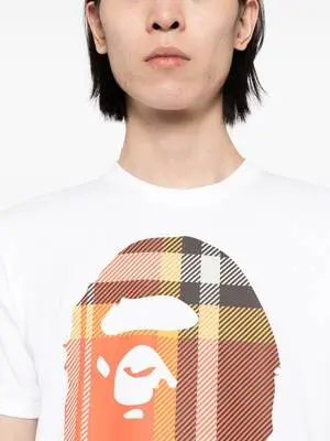 A BATHING APE Checked Big-ape Head T-shirt
