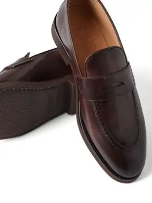 Brunello Cucinelli Polished Leather Loafers - Brown