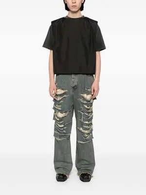 424 Ripped Wide Leg Jeans
