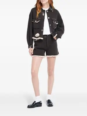 BARRIE Fine-knit Fringed Shorts - Black