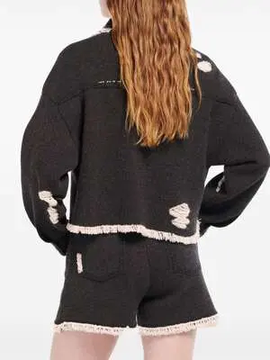 BARRIE Fine-knit Fringed Shorts - Black