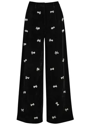 Sister Jane Embellished Velvet Trousers - Black | Editorialist