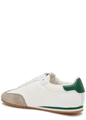 Saint Laurent Panelled Crinkled-effect Sneakers - White And Green