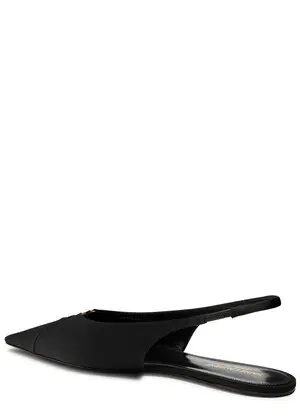 Saint Laurent Babylone Satin Slingback Flats - Black