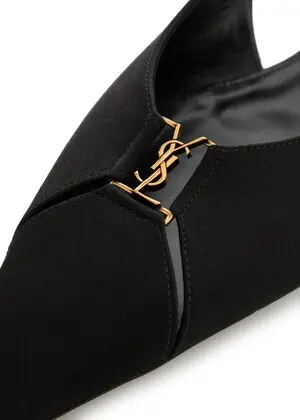 Saint Laurent Babylone Satin Slingback Flats - Black