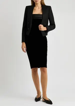 Saint Laurent Babylone Satin Slingback Flats - Black