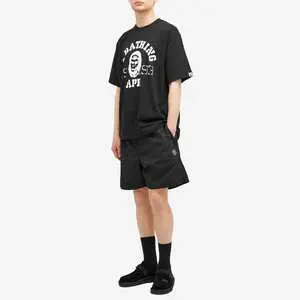 A BATHING APE Ape Head Nylon Beach Short - Black
