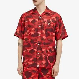 A BATHING APE Colour Camo One Point Vacation Shirt - Red