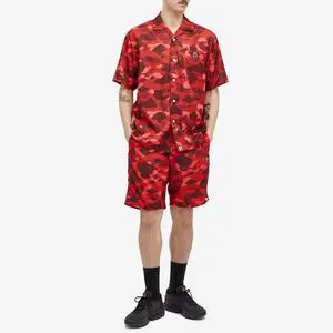A BATHING APE Colour Camo One Point Vacation Shirt - Red