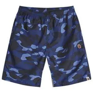 A BATHING APE Colour Camo One Point Beach Short - Navy
