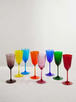 La DoubleJ Set Of Eight Murano Wine Glasses Multi