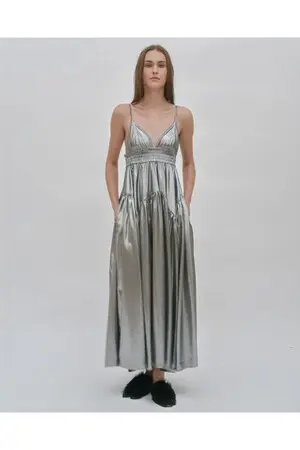 Rosetta Getty Gathered Peplum Camisole Dress