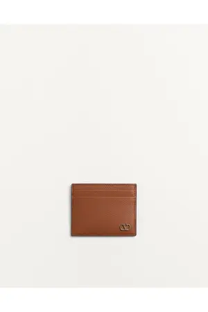 Valentino Garavani Valentino Garavani Vlogo Signature Cardholder In Grainy Calfskin Brown