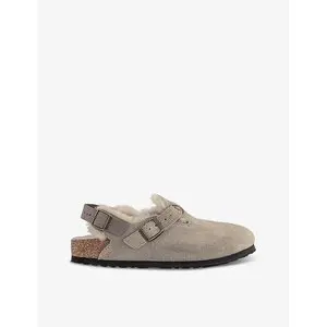 BIRKENSTOCK Tokio Shearling-lined Suede Slingback Clogs - Taupe