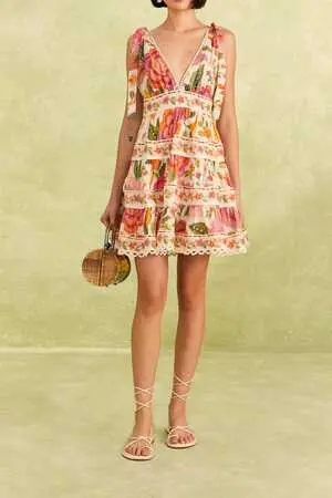 knee length dresses for ladies Off-White Midnight Macaw Fiesta Euroflax Premium Linen Mini Dress  FARM  Rio