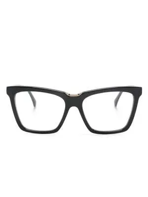 Max Mara Logo-print Rectangle-frame Glasses - Black