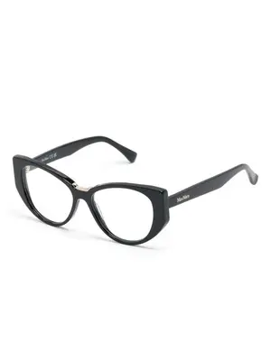 Max Mara Logo-engraved Cat-eye Glasses - Black