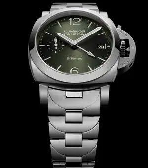 Panerai Brushed Steel Luminor Quaranta Bitempo Watch