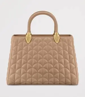 BVLGARI Leather Serpentine Duo Top-handle Bag