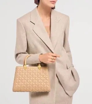 BVLGARI Leather Serpentine Duo Top-handle Bag
