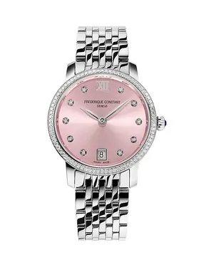 FREDERIQUE CONSTANT Classic Slimline 30mm Watch - Pink/silver