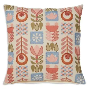 ROSELLI Scandi Fun Embroidered Print Decorative Pillow, 20 X 20
